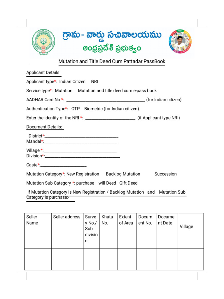 Mutation and Title Deed Application Form | PDF | Security Technology ...