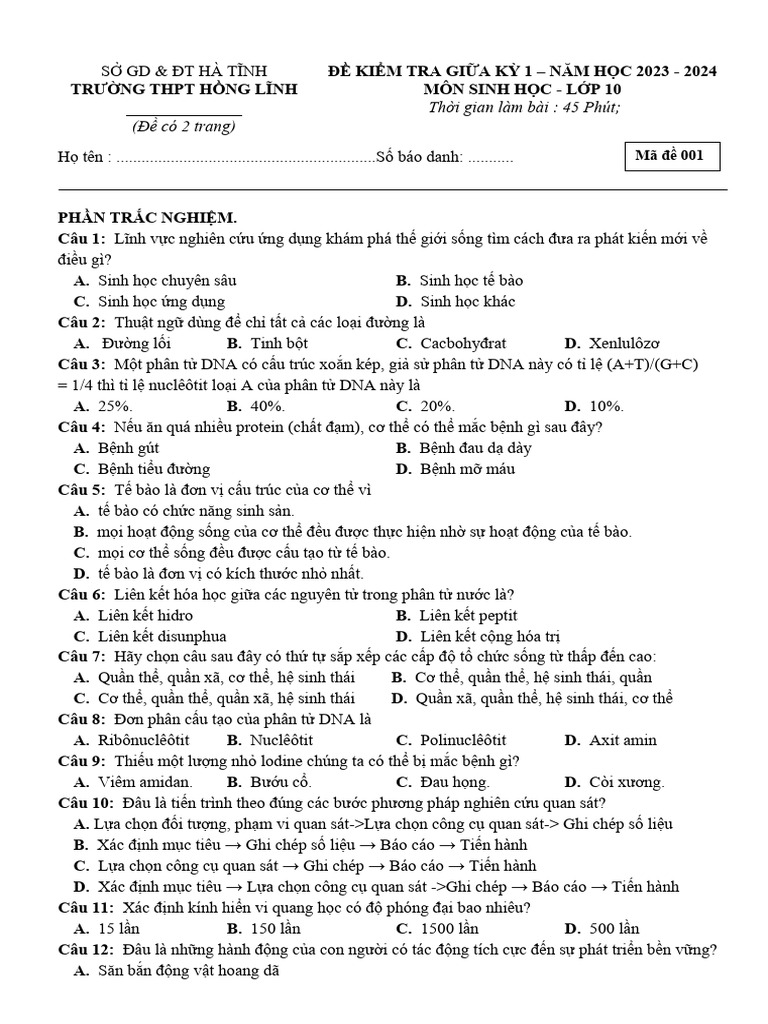de-giua-hoc-ky-1-sinh-hoc-10-nam-2023-2024-truong-thpt-hong-linh-ha-tinh | PDF