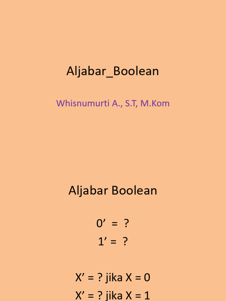 Aljabar Boolean dan Gerbang Logika | PDF
