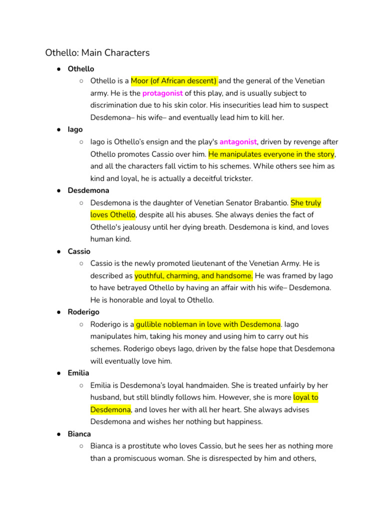 English_ Othello Summary | PDF | Othello | Iago