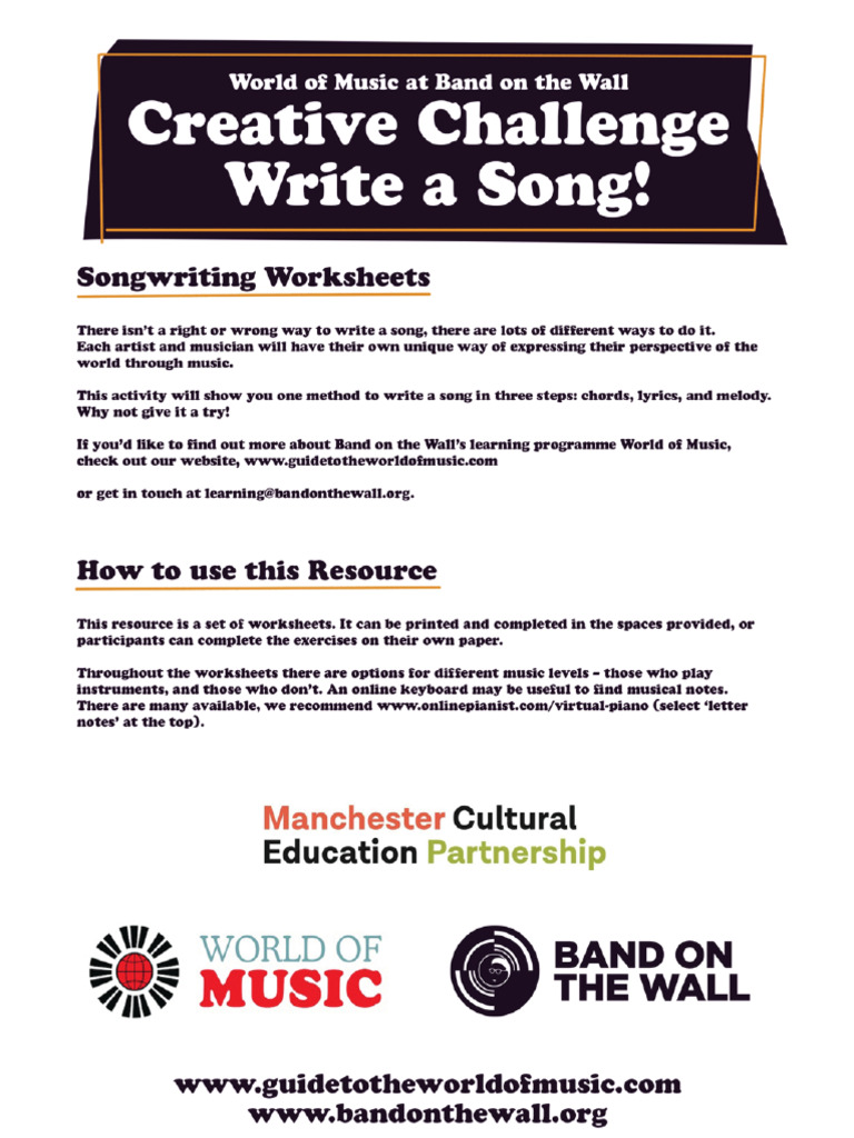 Write a Song Worksheet | PDF