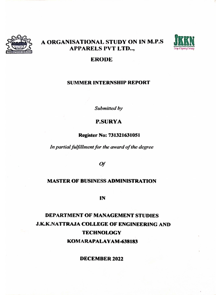 P.SURYA_INTERNSHIP REPORT (1) | PDF P.SURYA_INTERNSHIP REPORT (1) | PDF