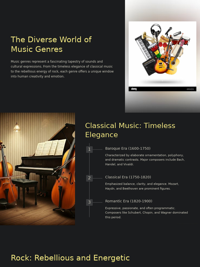 The Diverse World of Music Genres | PDF | Jazz | Rock Music