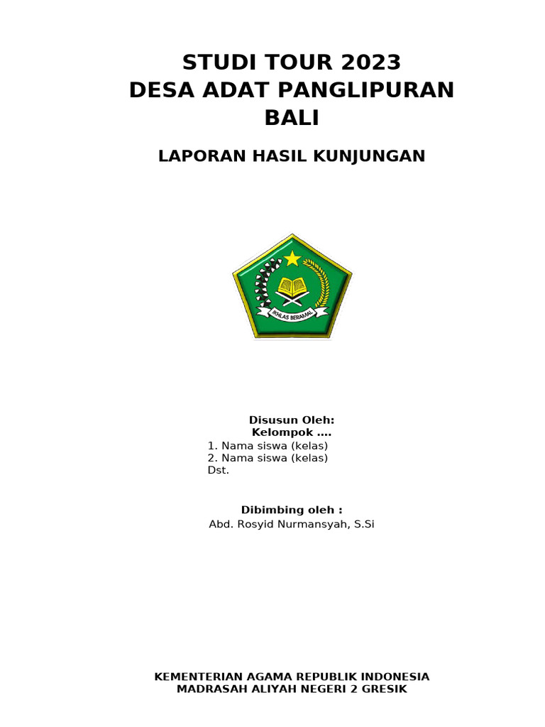 Format Laporan Study Tour 2024 | PDF