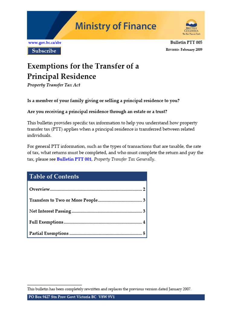 Property Transfer Tax Exemptions Guide | PDF | Concurrent Estate ...
