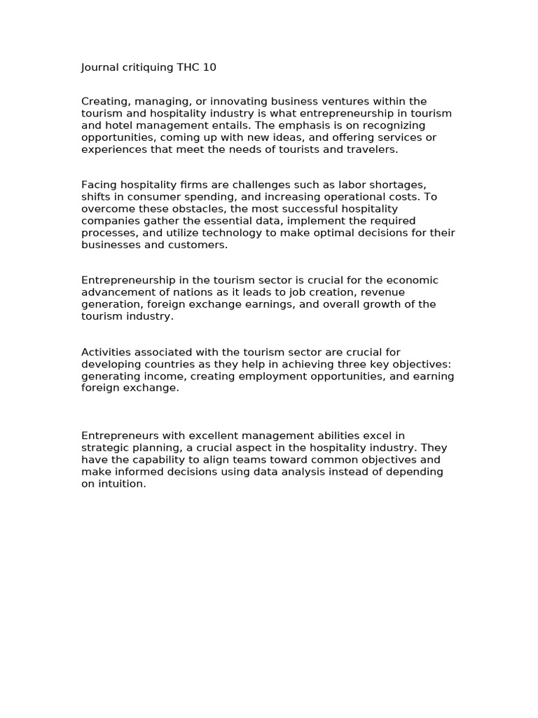 Journal critiquing THC 10 | PDF