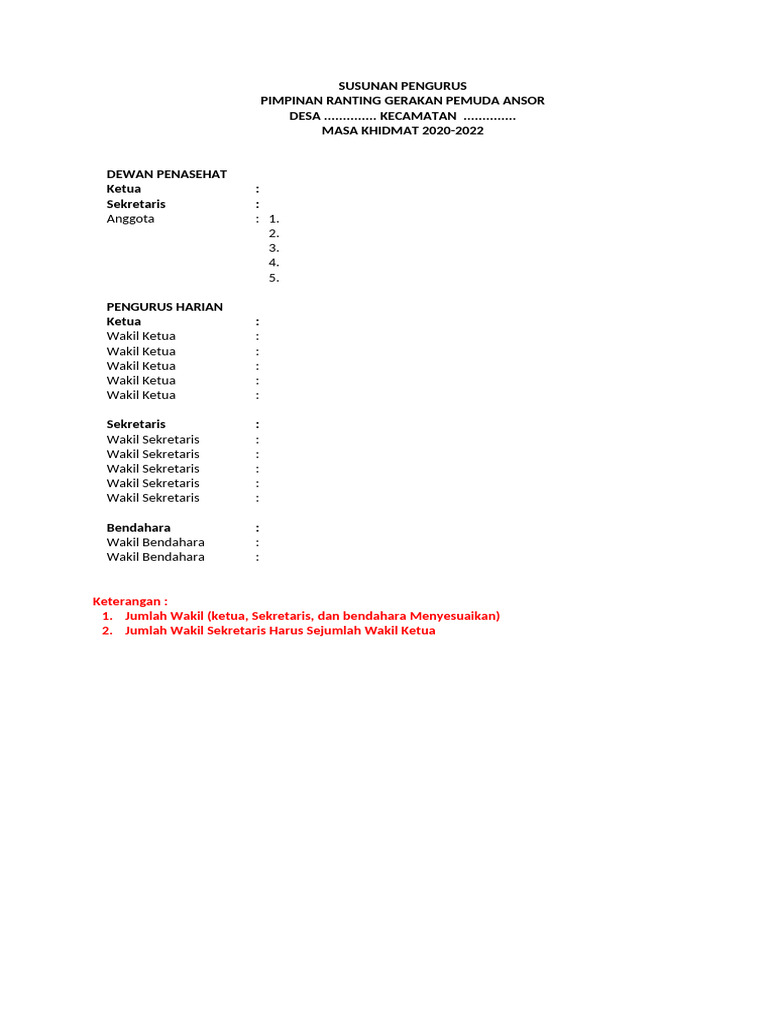 Susunan Pengurus PR | PDF