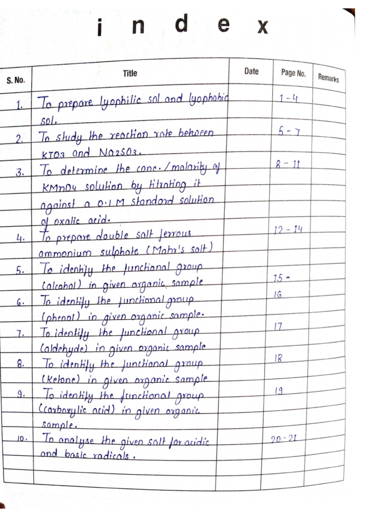 Class 12 Chemistry Practical | PDF