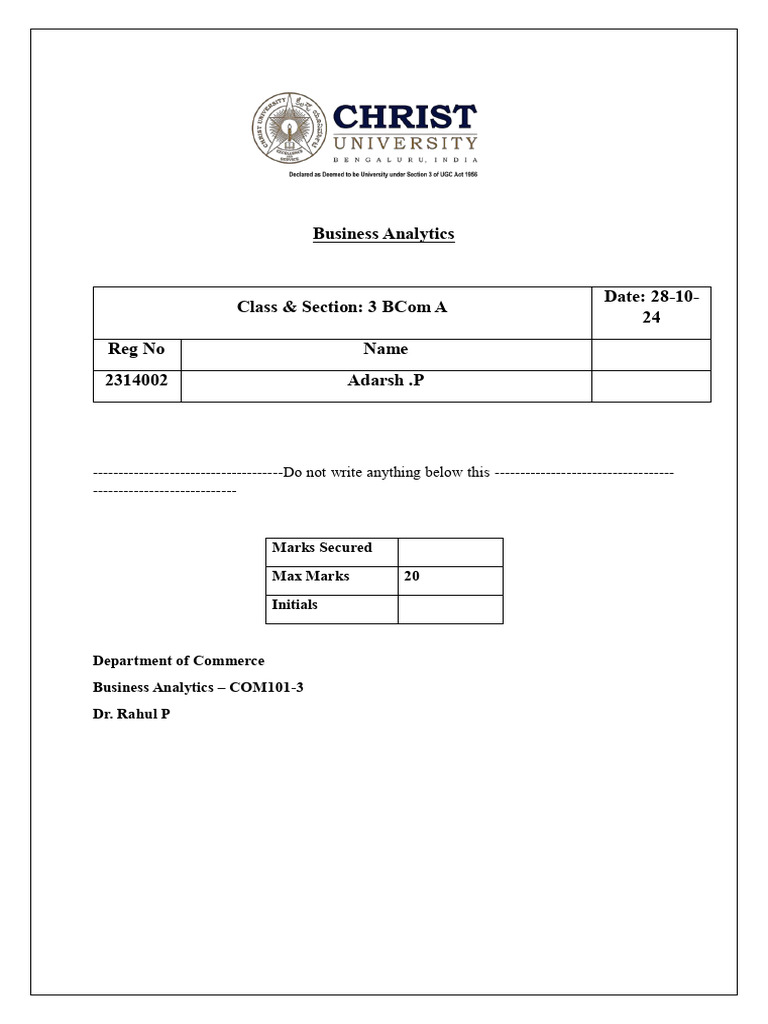 Business Analytics Pdf Coefficient Of Determination Linear Regression