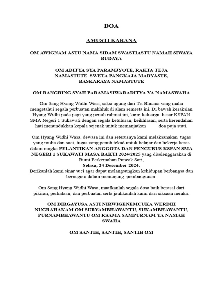 Teks Doa Upacara Pelantikan.docx | PDF