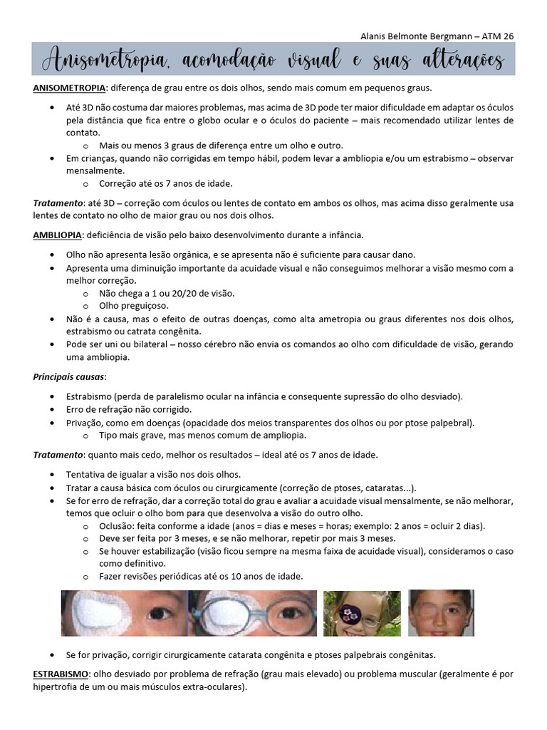 Anisometria _240626_171655 | PDF | Olho | Oftalmologia