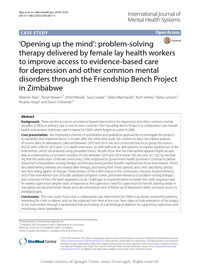 Opening_up_the_mind_Problem-solving_therapy_deli | PDF | Mental Health ...