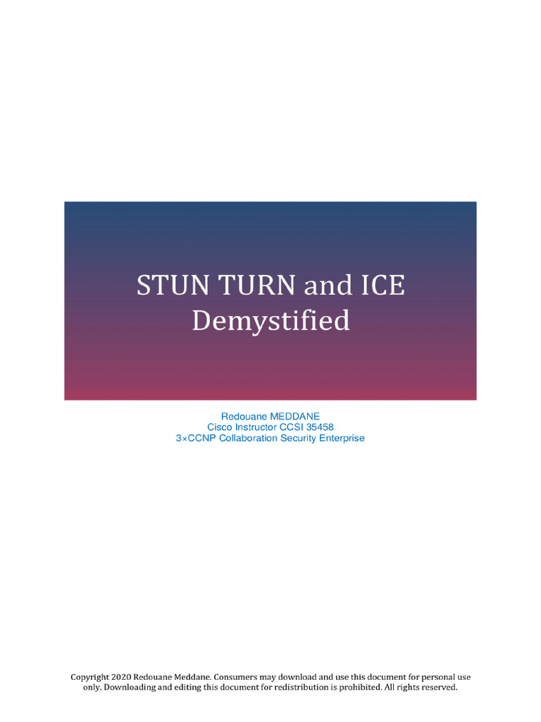 Stun Turn And Ice For Nat Traversal Pdf