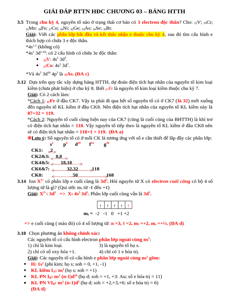 Gi I Đáp BTTN HĐC Chương 03 - B NG HTTH | PDF