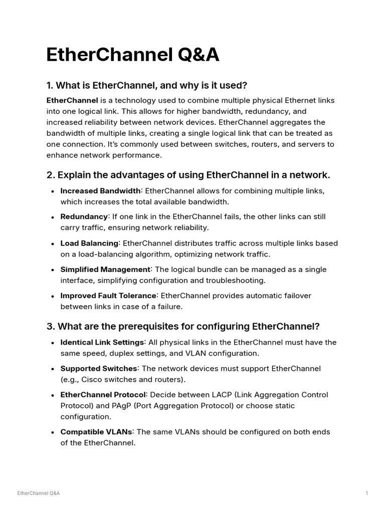 EtherChannel_QA.pdf | PDF | Computer Network | Network Switch