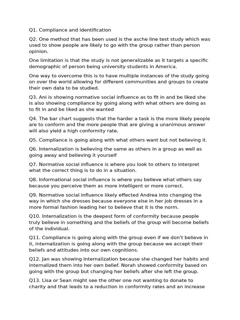 Q1 | PDF | Conformity | Behavioural Sciences