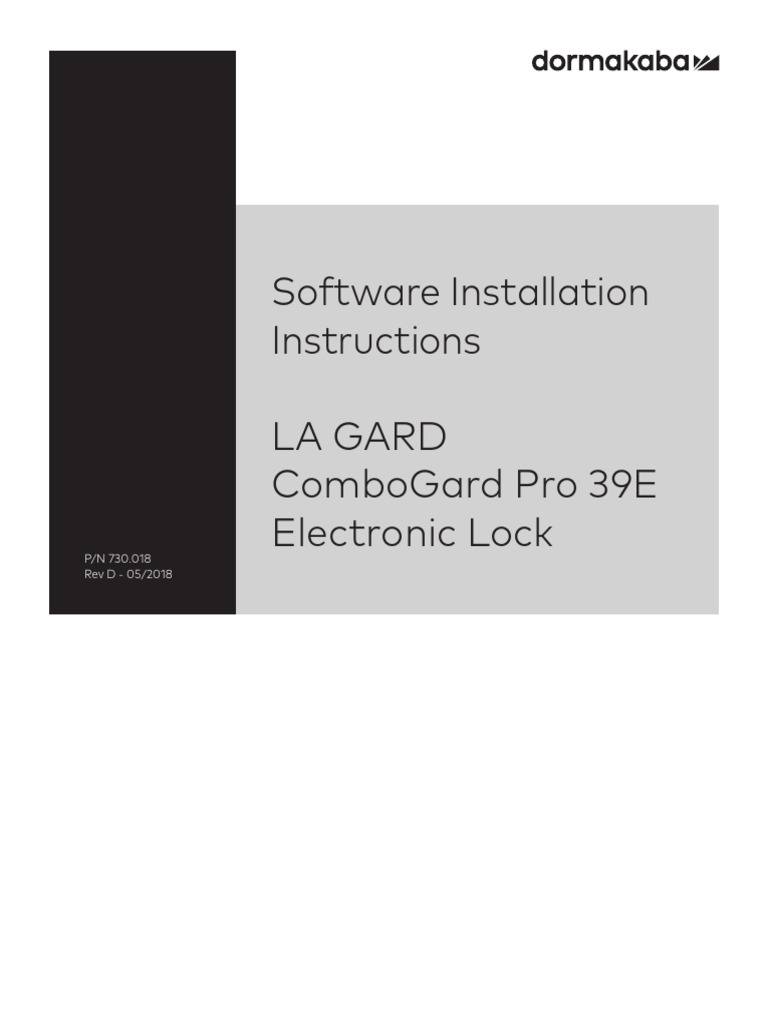 La Gard Combogard Pro 39e Electronic Lock Software Installation ...