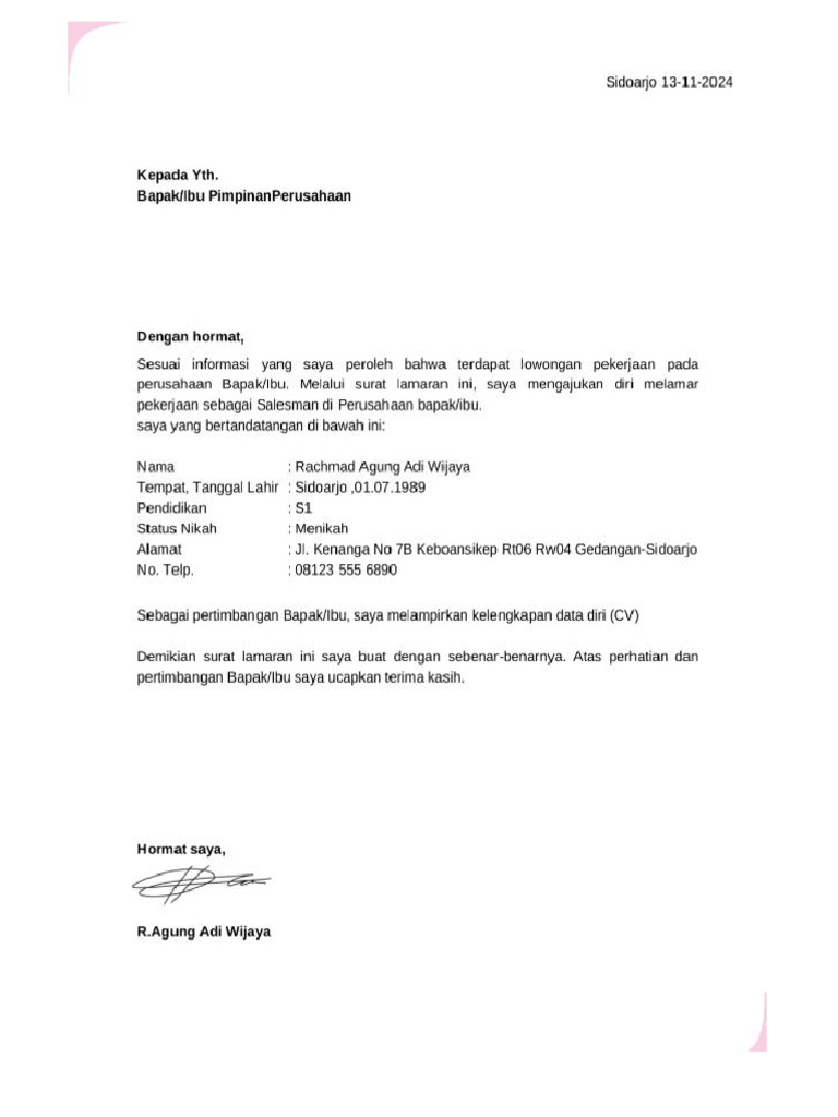 Cvs1 Agung Wijaya | PDF