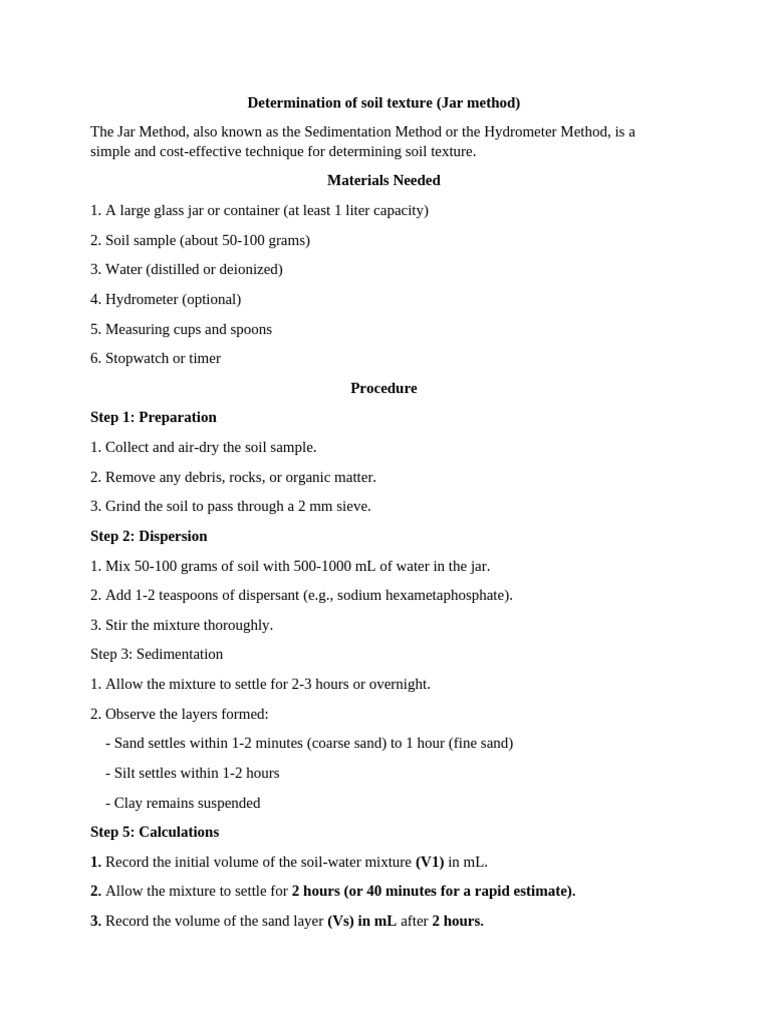 Soil Texture Analysis: Jar Method Guide | PDF | Sedimentology ...