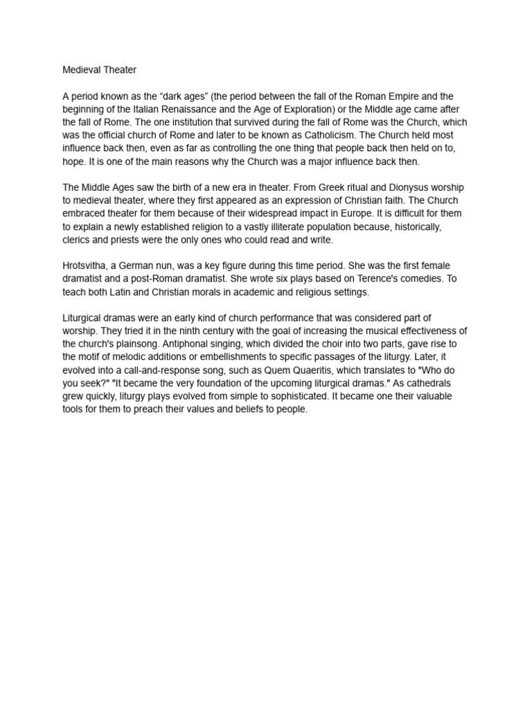 Evolution of Medieval Theater | PDF