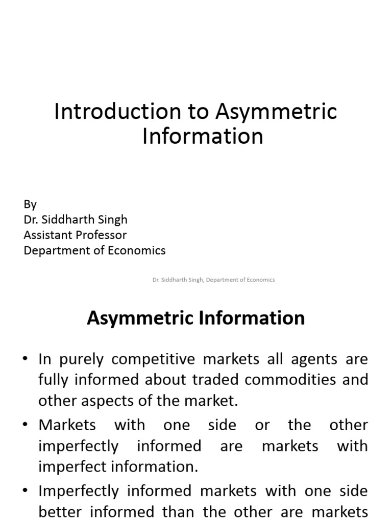 Asymmetric Information-Introduction | PDF | Adverse Selection | Market ...