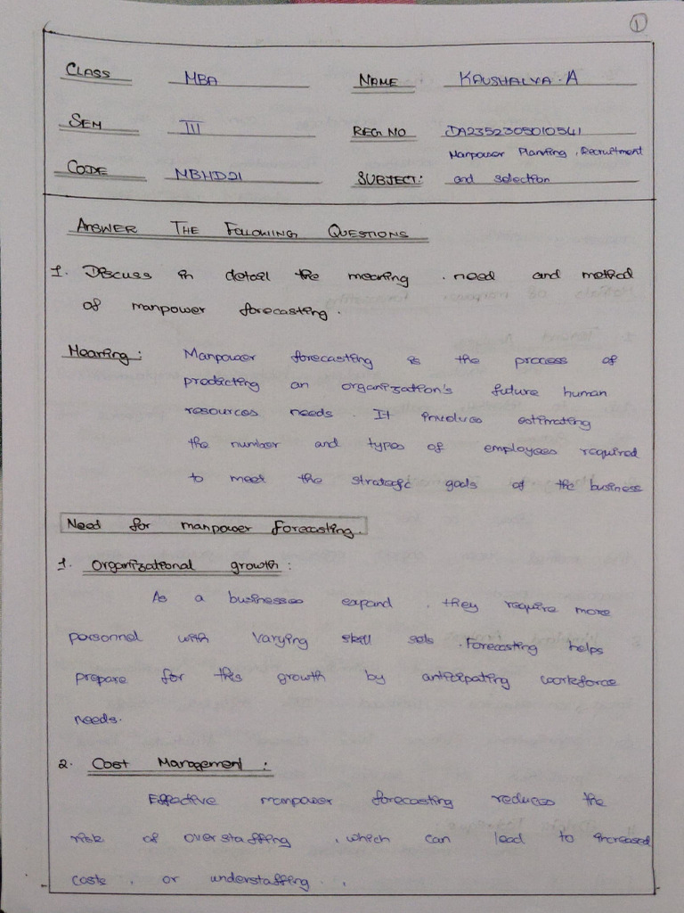 Manpower Planning, Recruitment and Selection - Assignment 2 | PDF