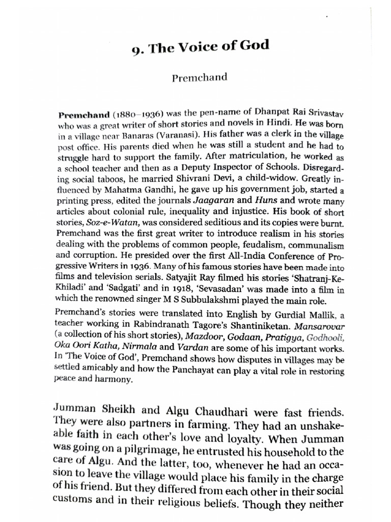 The Voice of God by Premchand | PDF