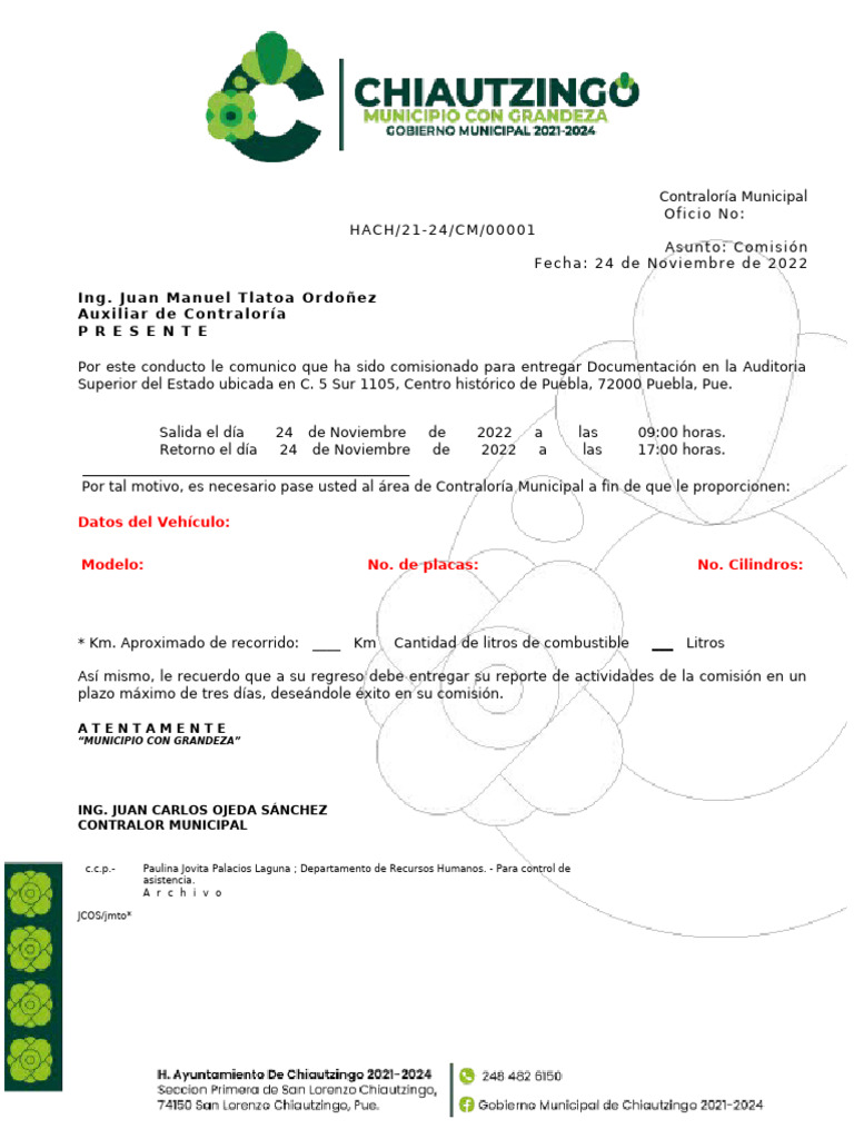 Oficio de Comision | PDF
