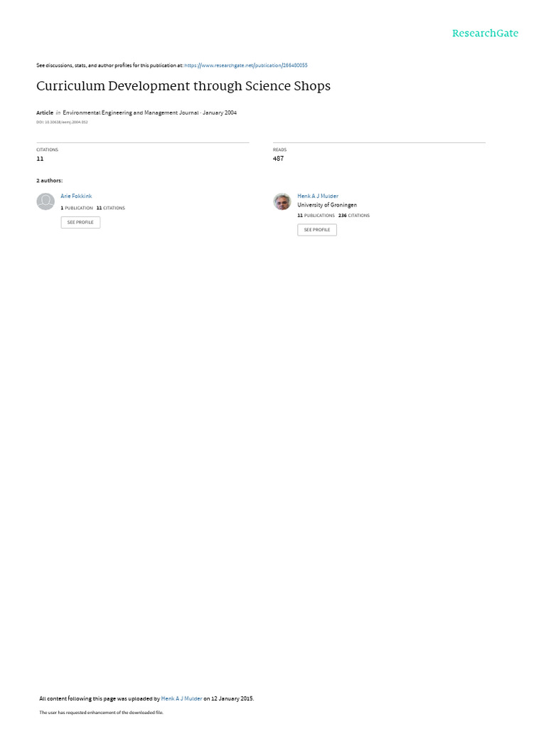 Curriculum Development Through Science Shops | PDF | Science | University