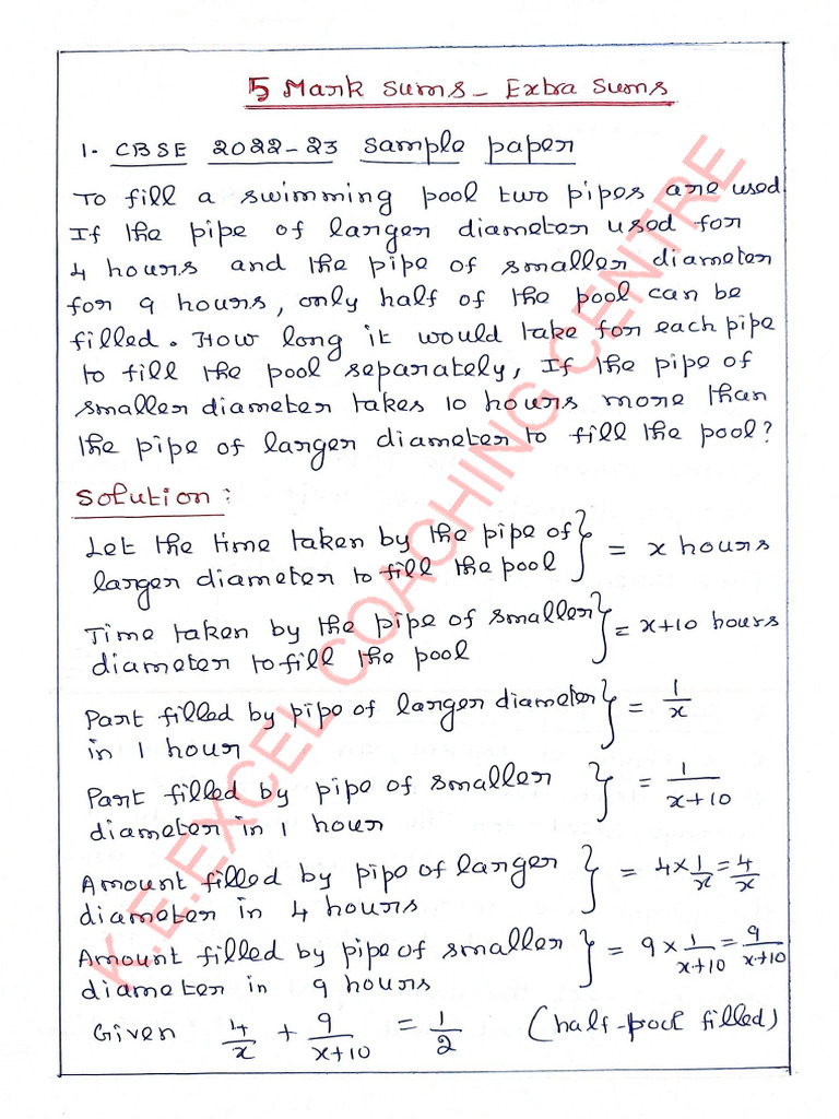 5 Marks Extra Sums X CBSE | PDF