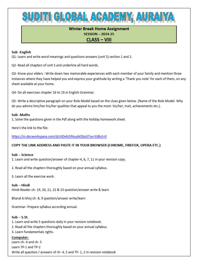 08 Class 8 HHW 2024-25 Winter 2024-25 | PDF