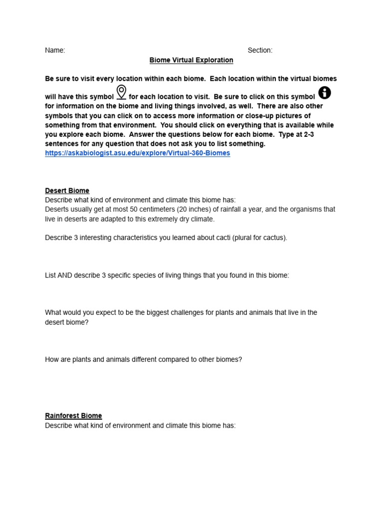 Virtual Biome Exploration Guide | PDF | Grassland | Biogeography
