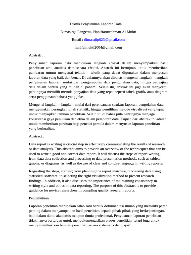 Teknik Penyusunan Laporan Data - Metopen | PDF