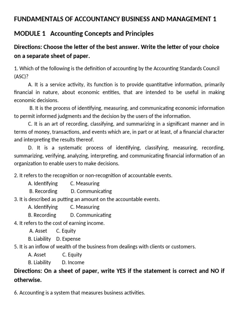 FABM1-Module-1Handouts-1 | PDF | Information | Accounting