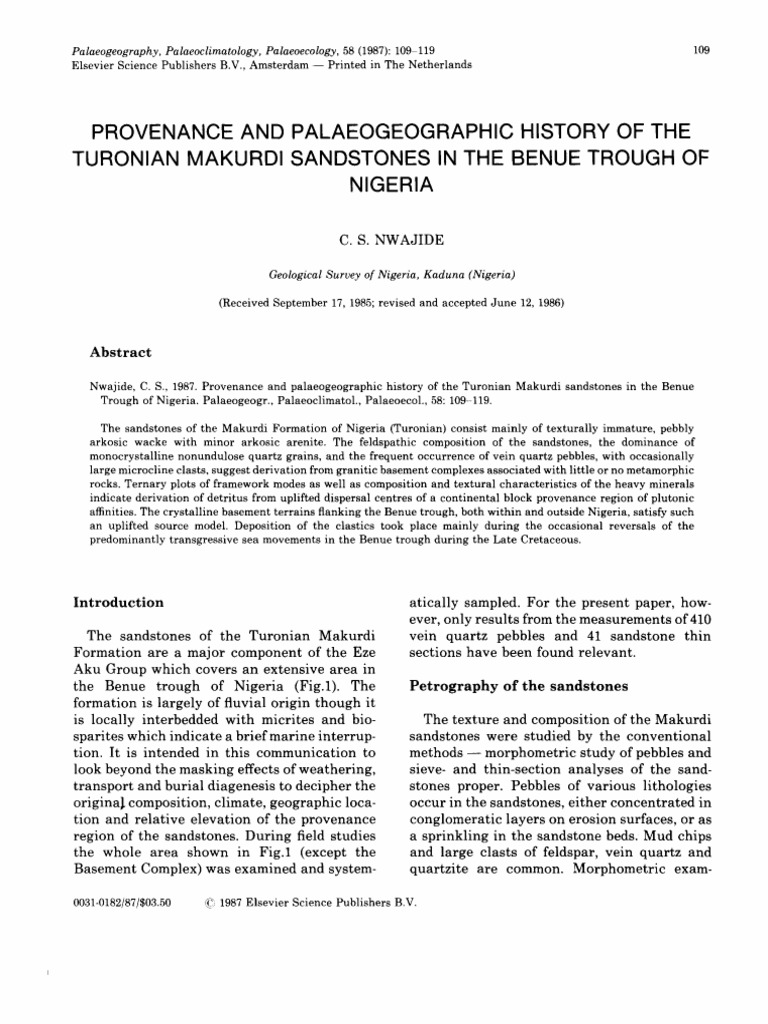 Turonian Makurdi Sandstones Provenance | PDF | Sandstone | Rock (Geology)