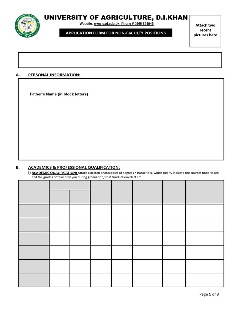 Application Form (Non-Faculty Positions) | PDF | Doctor Of Philosophy