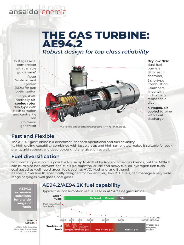 AnsaldoEnergia TheGasTurbine AE94.2 | PDF | Turbine | Fuels