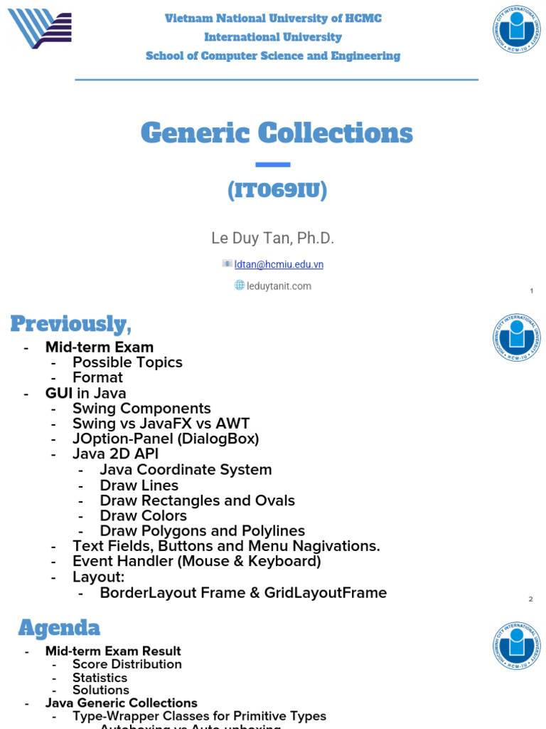 Lecture 9 - Generic Collections | PDF | Class (Computer Programming) | Data Type