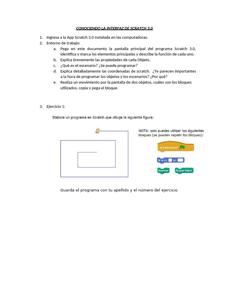 CONOCIENDO LA INTERFAZ DE SCRATCH 3.0 (1) | PDF