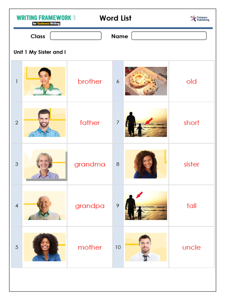 Writing Framework - For Sentence Writing - 1 - Word - List - ENG | PDF