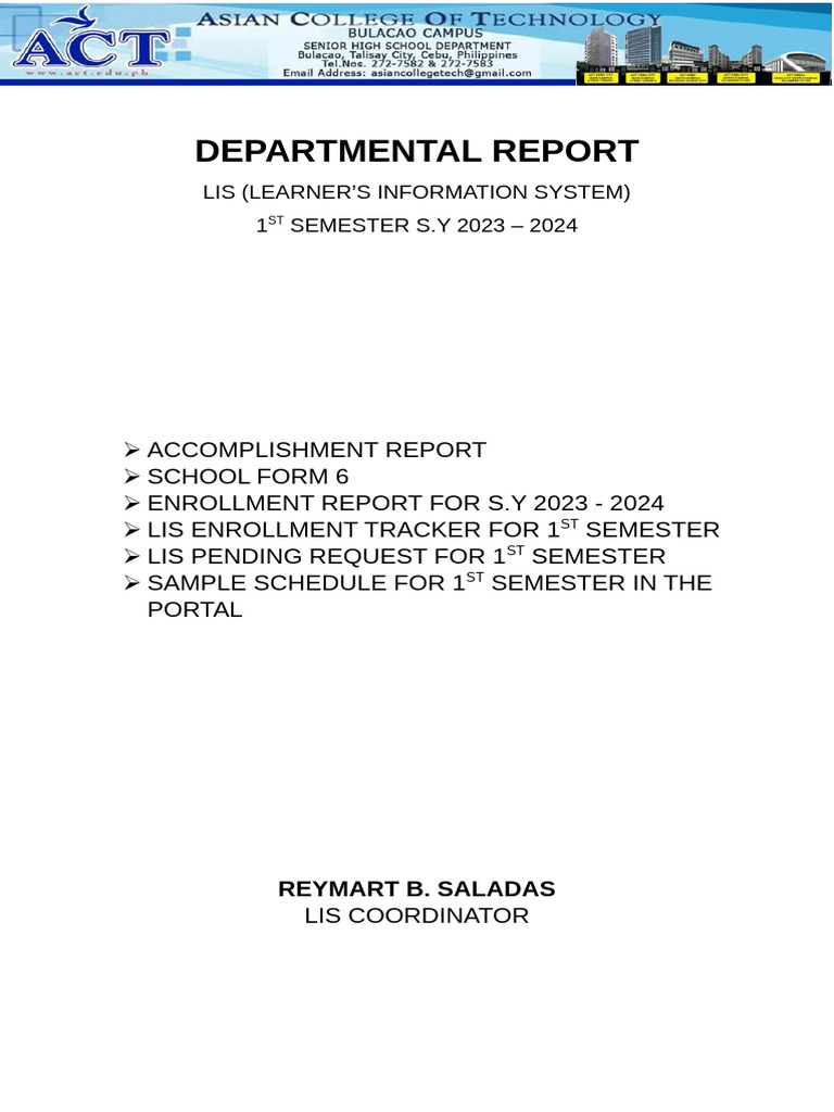 Departmental Report Cover Page | PDF