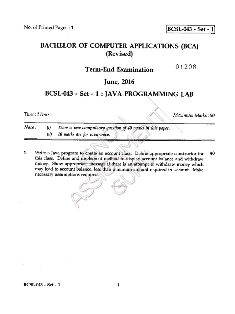 01 Bcsl043 Java Programming Pdf Java Programming Language Software Engineering