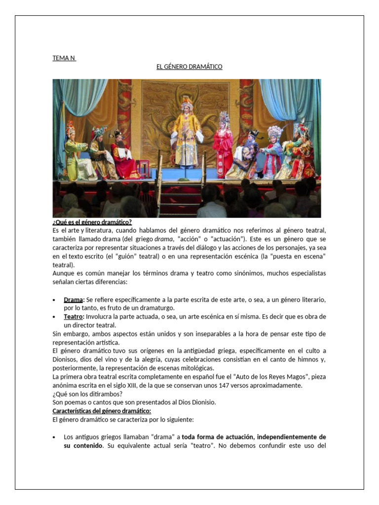 Introducción al Género Dramático | PDF | Teatro | Tragedia