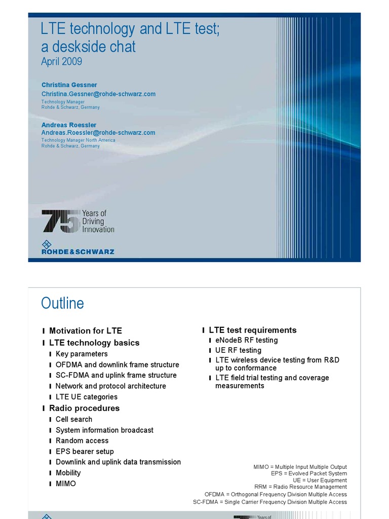 ###Rohde and Schwarz LTE Tutorial | PDF | High Speed Packet Access | Orthogonal Frequency ...