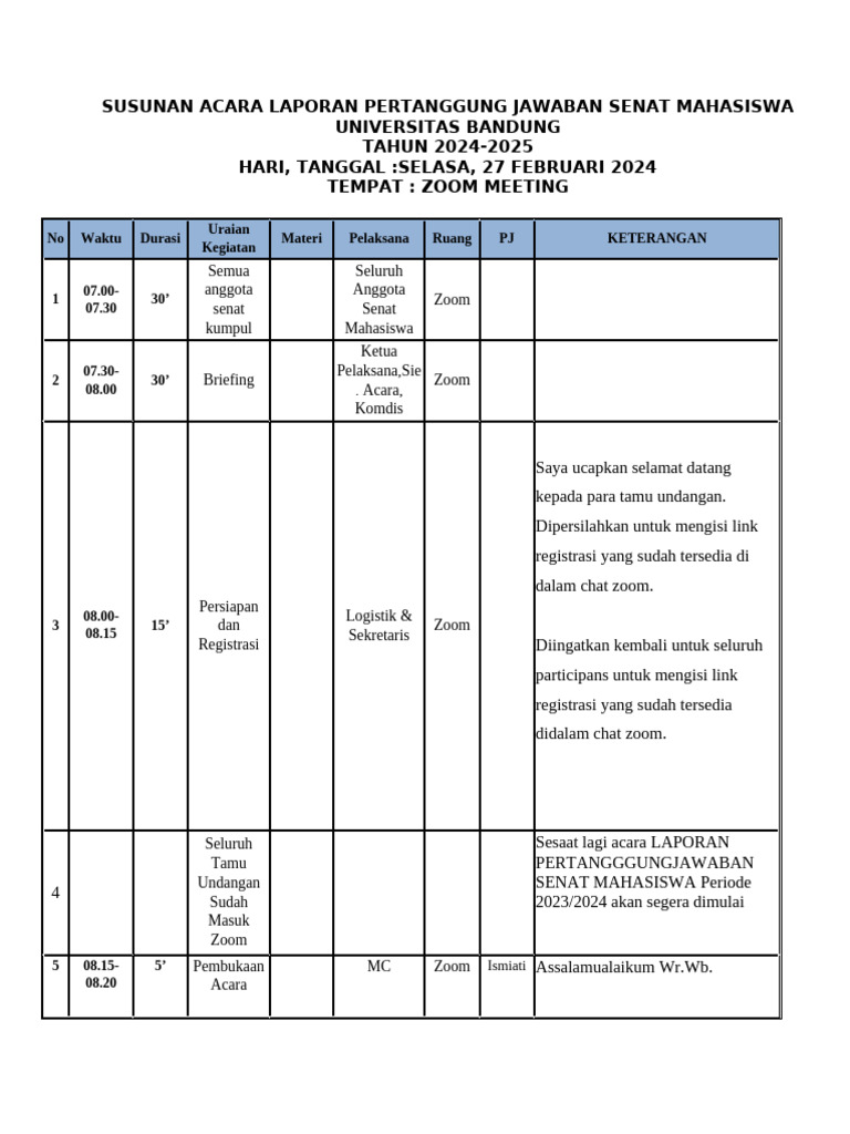 Susunan Acara LPJ 2024 New | PDF