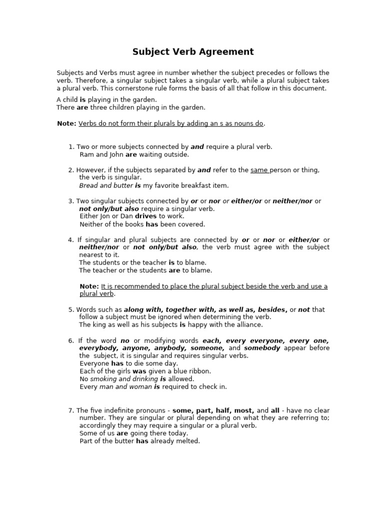 Subject-Verb Agreement Rules Explained | PDF | Grammatical Number | Plural