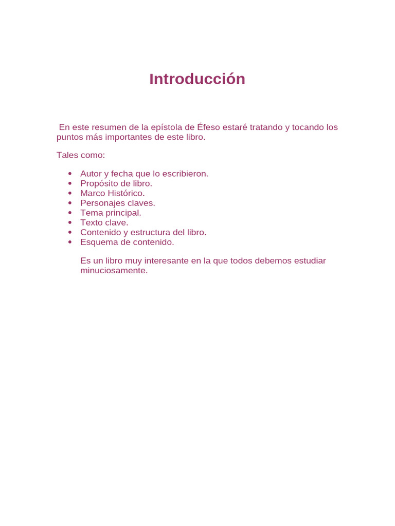 Resumen Libro de Efesios | PDF | Epístola a los efesios | Pablo el apóstol