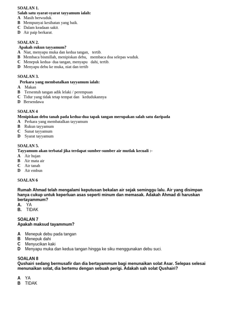 Kuiz Tayamum | PDF