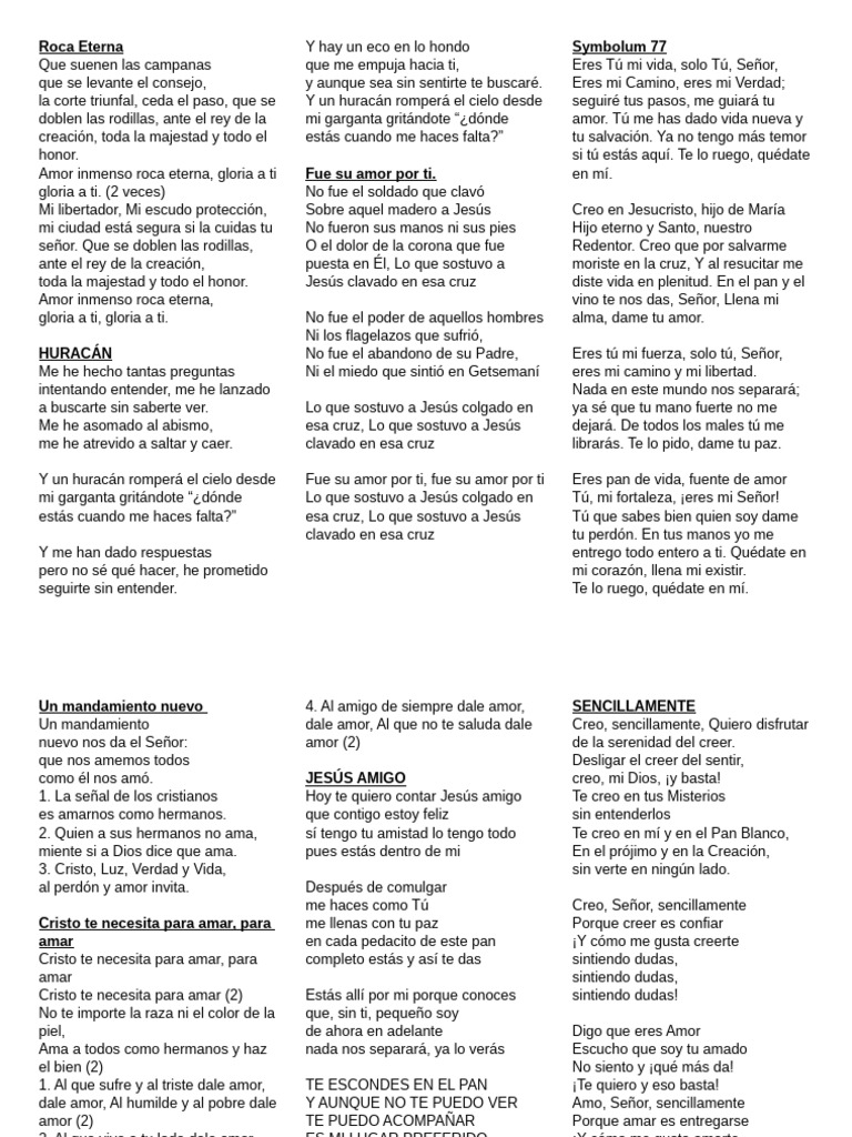 Cantos Hora Santa 1 | PDF | Amor | Cristo (título)