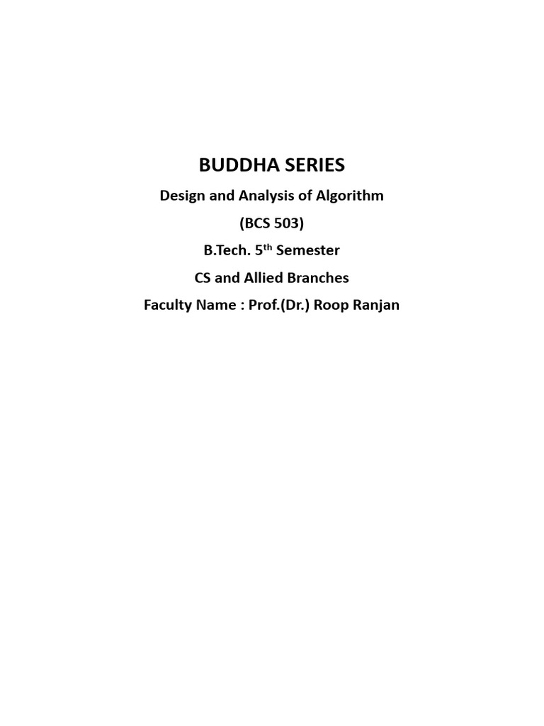 Buddha Series DAA 2024-25 | PDF | Time Complexity | Computing